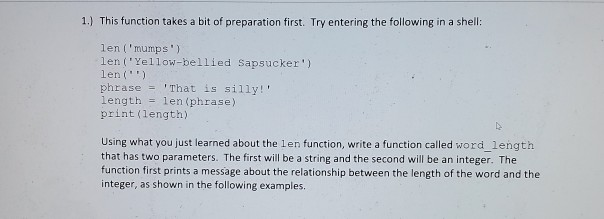 Solved 1.) This function takes a bit of preparation first. | Chegg.com