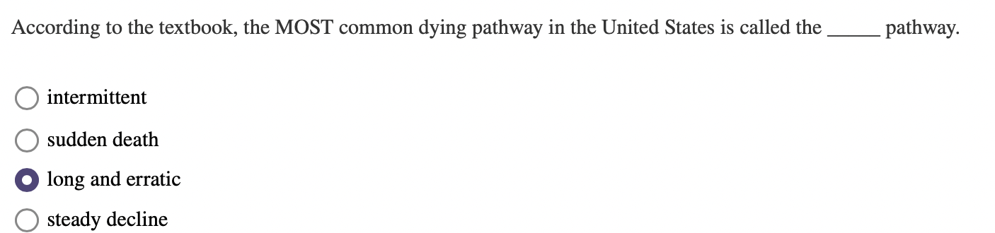 Solved According to the textbook, the MOST common dying | Chegg.com