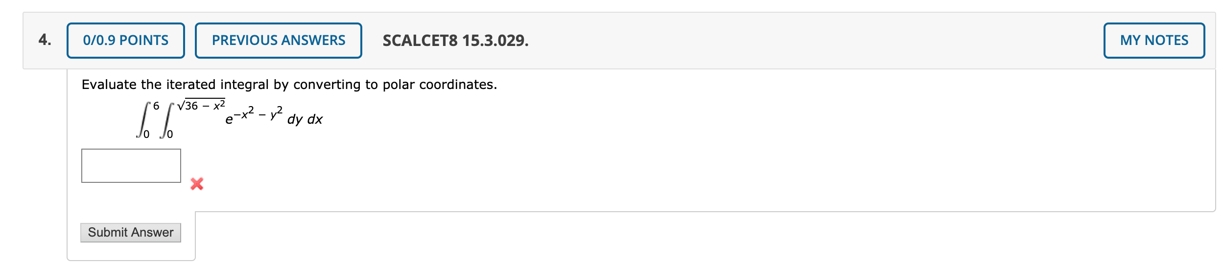 Solved 0/0.9 POINTS PREVIOUS ANSWERS SCALCET8 15.3.029. MY | Chegg.com