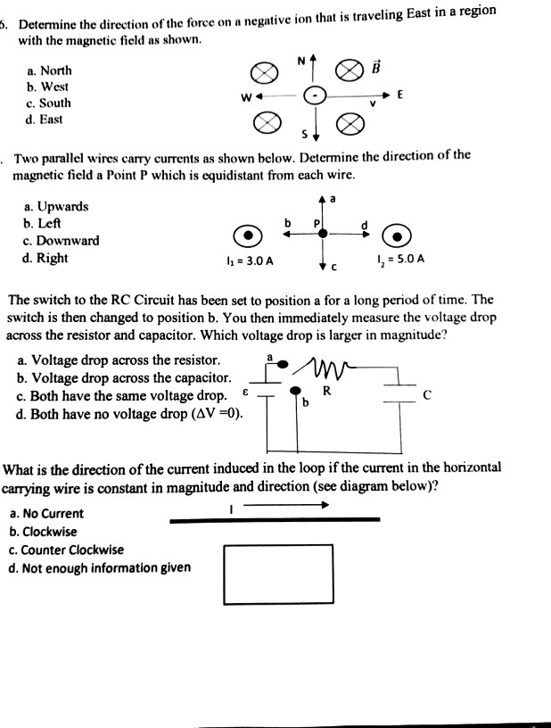 Solved 3. Determine the direction of the force on a negative | Chegg.com