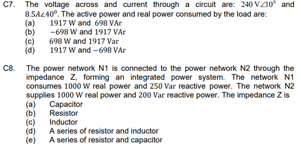 Solved c7. The voltage across and current through a circuit | Chegg.com