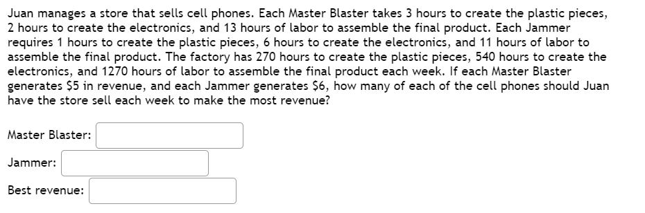 Solved Juan manages a store that sells cell phones. Each | Chegg.com
