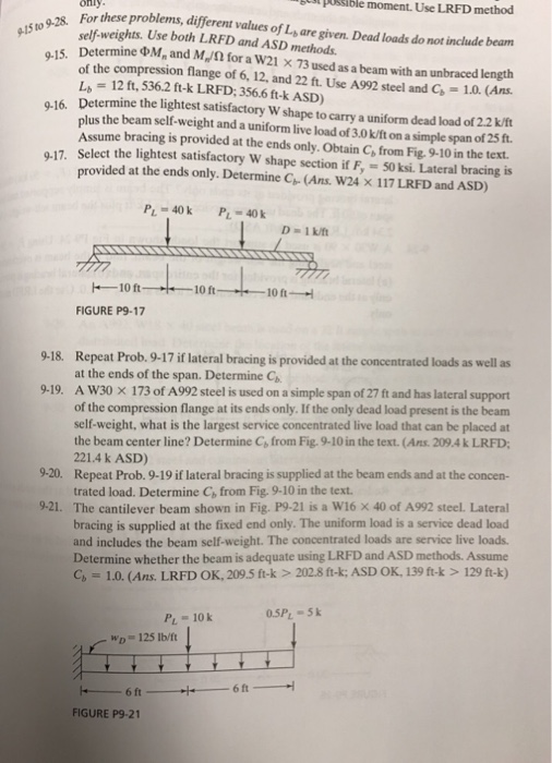 Solved gtat pussible moment. Use LRFD method For these | Chegg.com