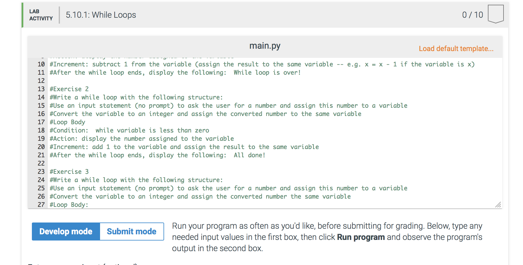 Solved Python Excericse 1 4LAB 5 10 1 While Loops 0 10