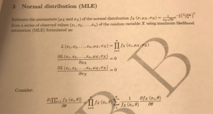 Solved 3 Normal distribution (MLE) Estimate the parameters | Chegg.com