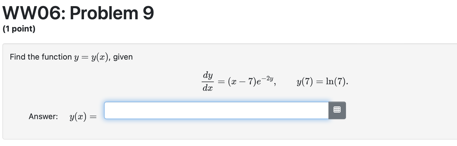 Solved Find the function y=y(x), given | Chegg.com