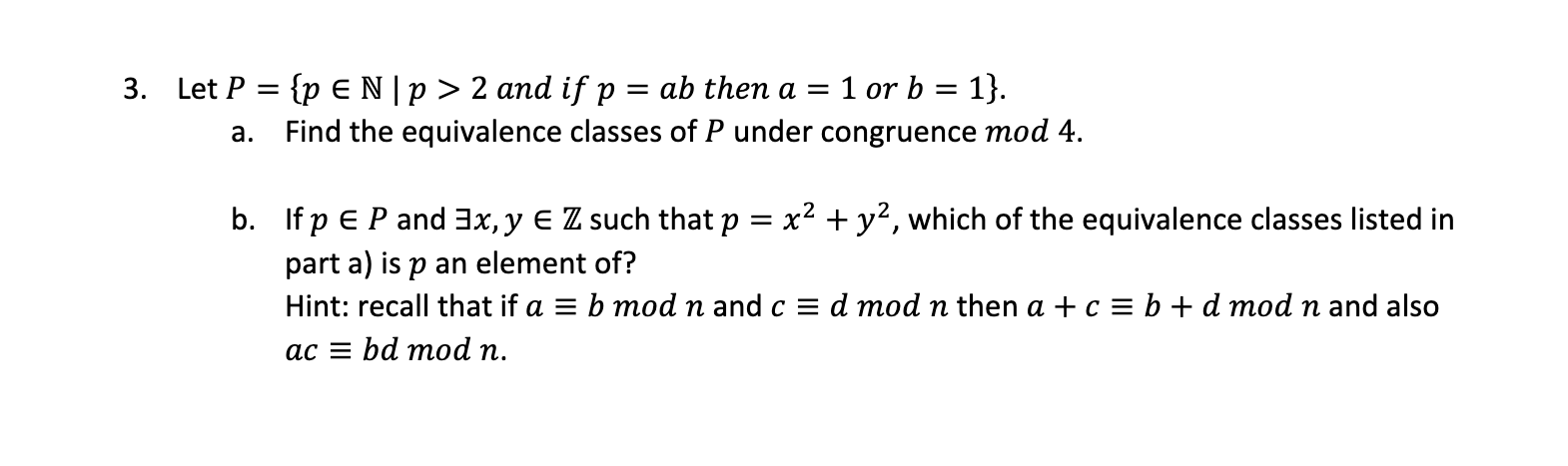 Solved 3. Let \\( P=\\{p \\in \\mathbb{N} \\mid p>2 \\) and | Chegg.com