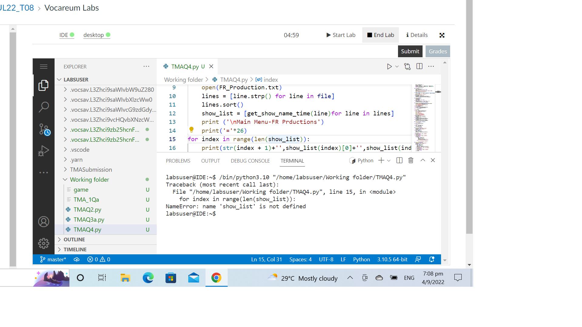 Solved LL22_T08 > Vocareum Labs | Chegg.com
