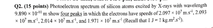 Solved Q2. (15 points) Photoelectron spectrum of silicon | Chegg.com
