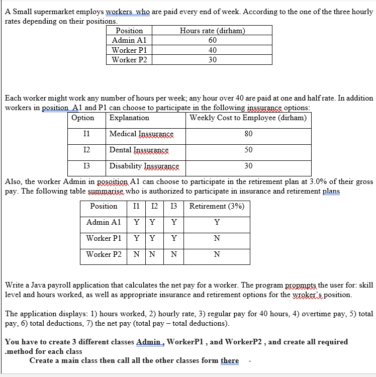 Solved You have to create 3 different classes Admin , | Chegg.com
