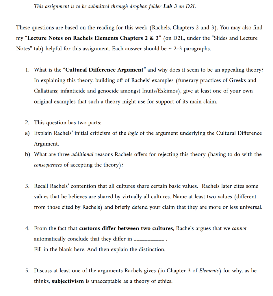 This assignment is to be submitted through dropbox | Chegg.com