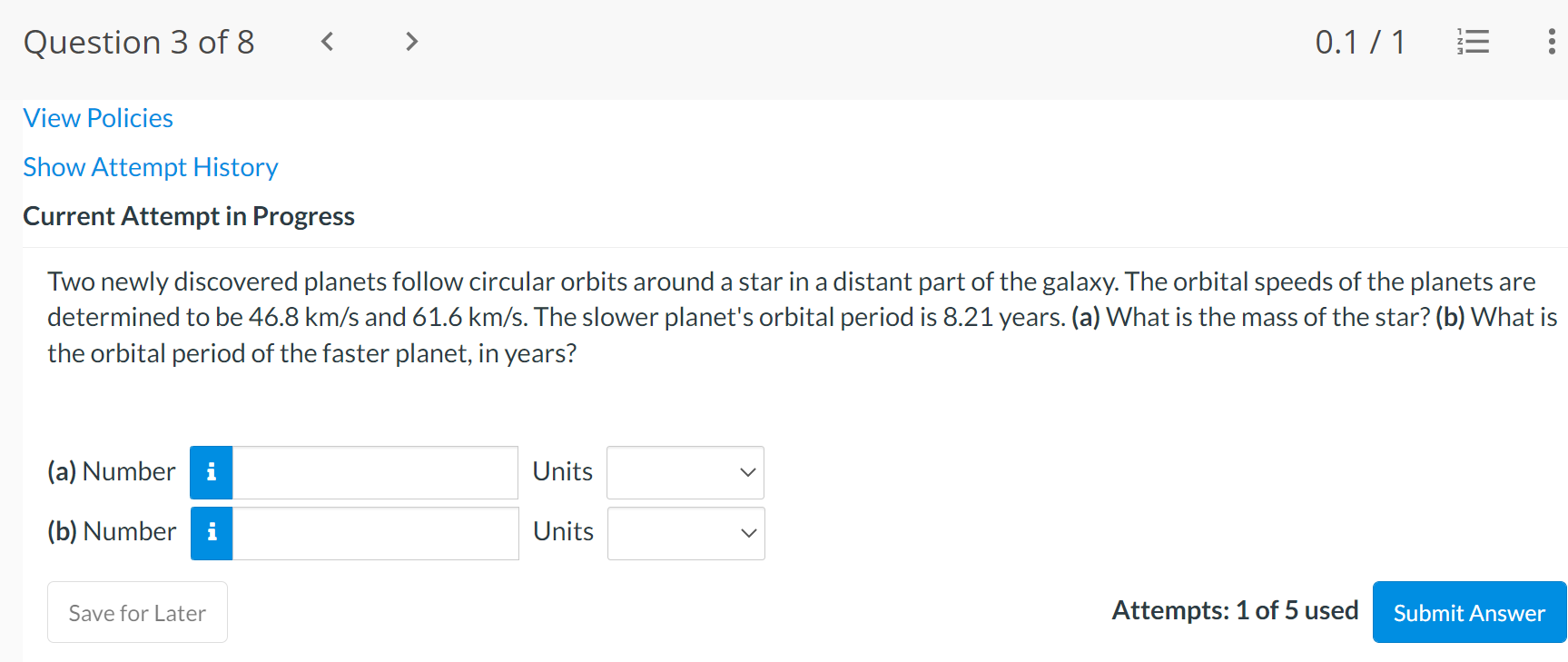 Solved Two Newly Discovered Planets Follow Circular Orbits