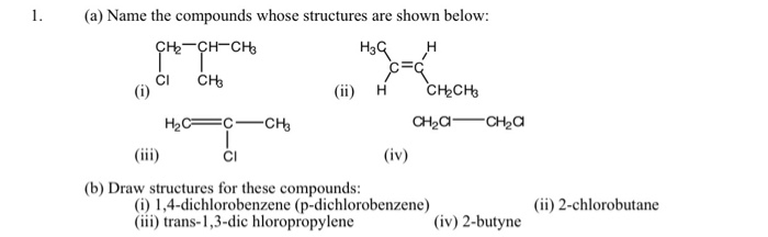Solved 1. (a) Name the compounds whose structures are shown | Chegg.com