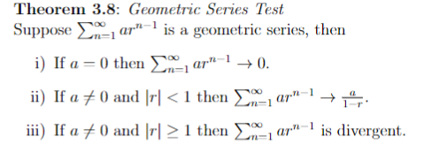 Solved Theorem 3.8: Geometric Series Test Suppose ∑n=1∞arn−1 | Chegg.com