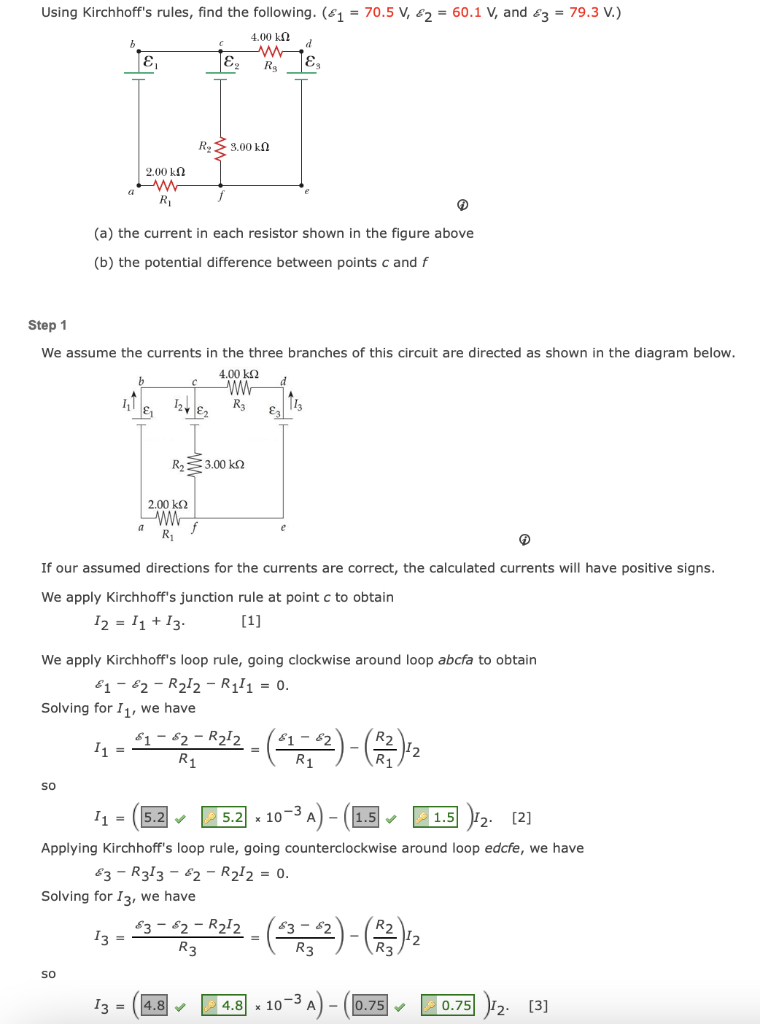 Solved Using Kirchhoff's rules, find the following. (E1 = | Chegg.com