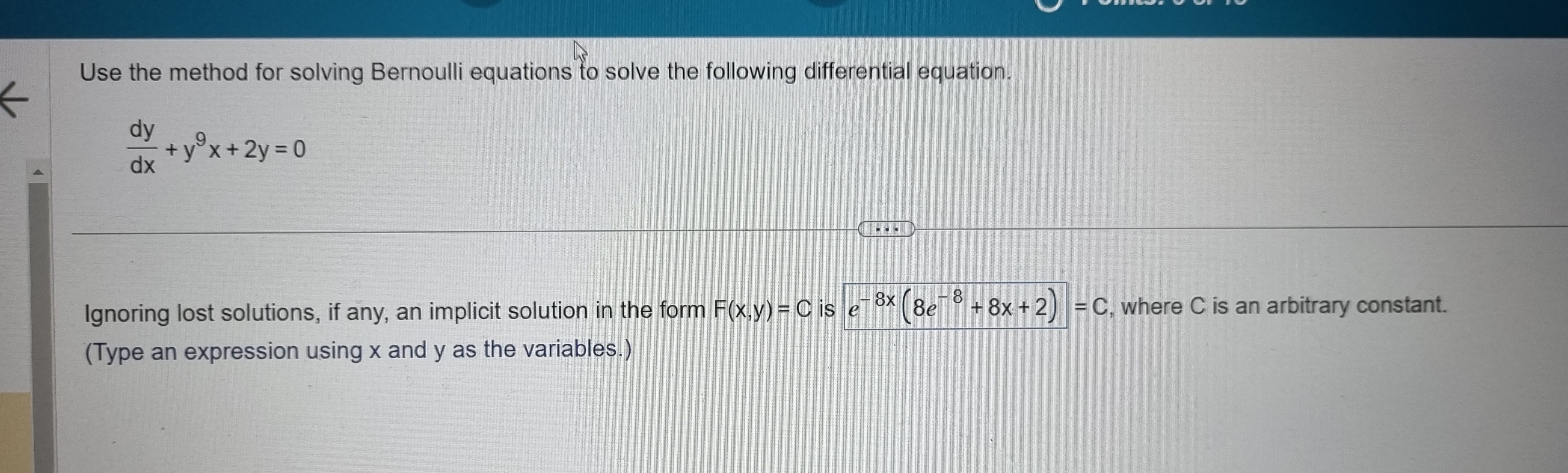 Solved Use the method for solving Bernoulli equations to | Chegg.com