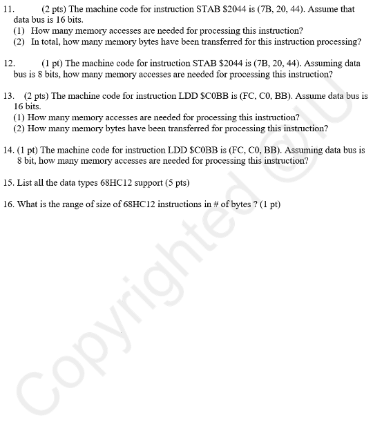 11. (2 pts) The machine code for instruction STAB | Chegg.com