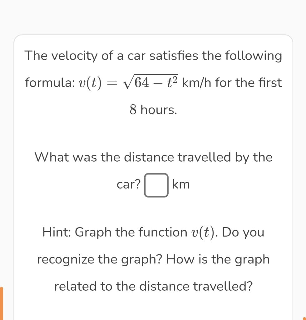 Solved The velocity of a car satisfies the following | Chegg.com