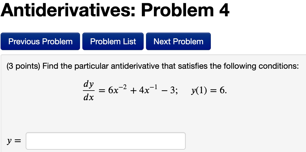 Solved Antiderivatives: Problem 2 Previous Problem Problem | Chegg.com