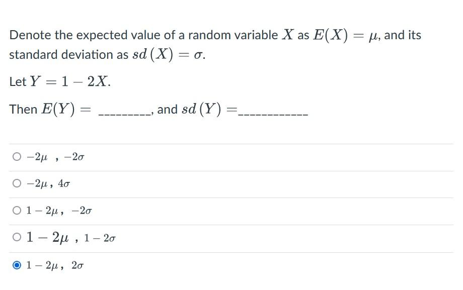 Solved = = Denote the expected value of a random variable X | Chegg.com