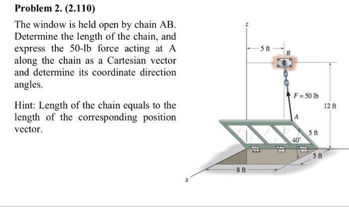 Solved Problem 2. (2.110) The window is held open by chain | Chegg.com