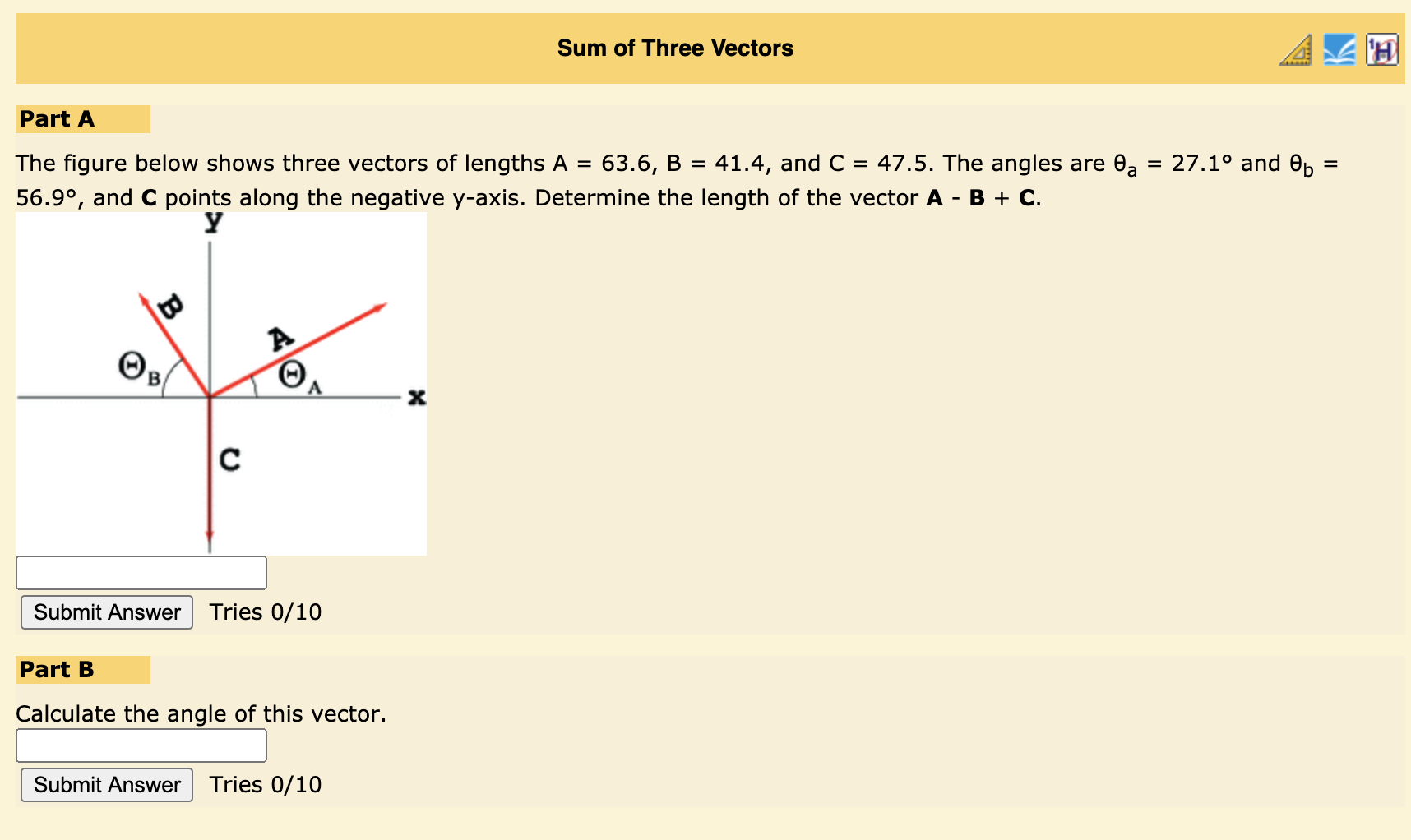 Solved Sum of Three Vectors TH Part A The figure below shows | Chegg.com