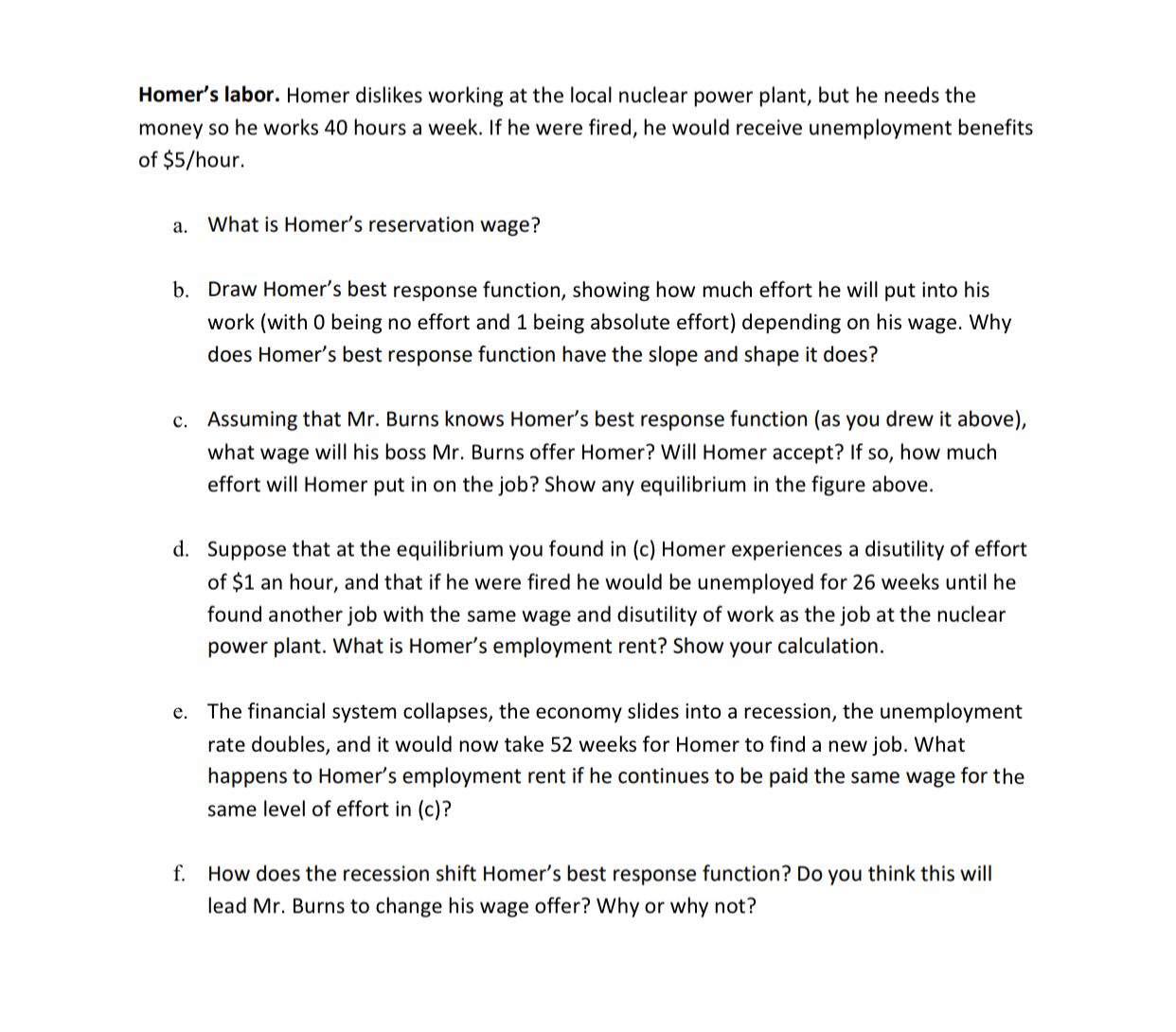 Homer's labor. Homer dislikes working at the local | Chegg.com