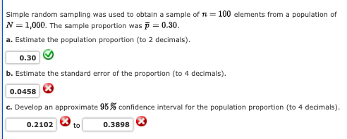 Solved Simple random sampling was used to obtain a sample of | Chegg.com