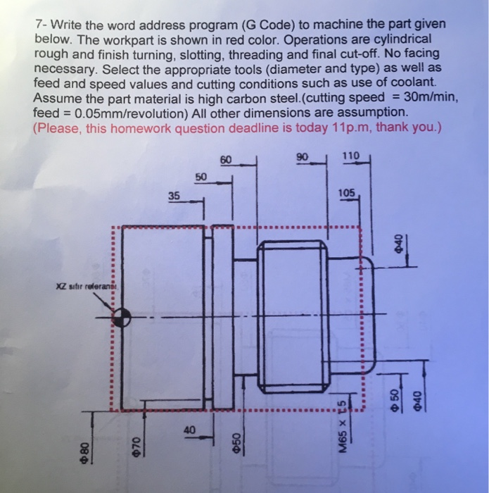 Solved 7- Write the word address program (G Code) to machine | Chegg.com