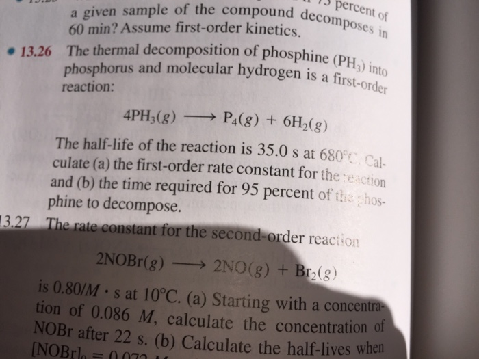 Solved The thermal decomposition of phosphine (PH_3) into | Chegg.com