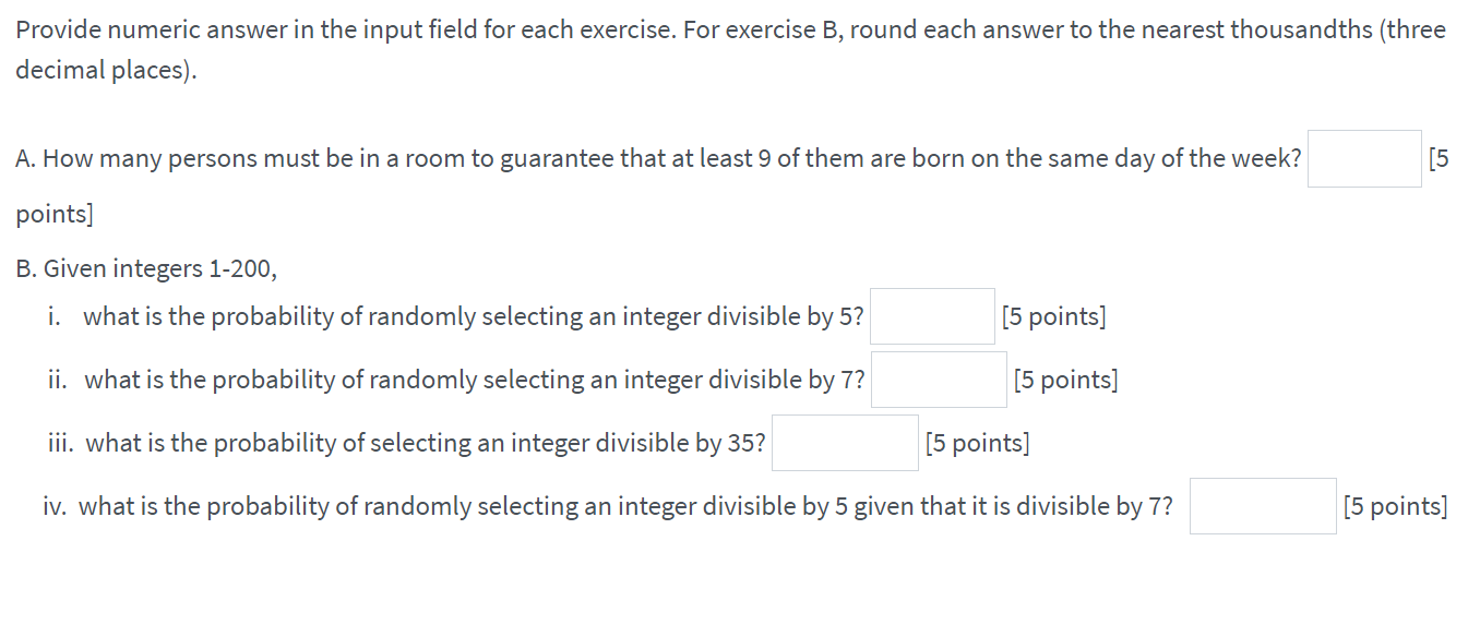 Solved Provide numeric answer in the input field for each | Chegg.com