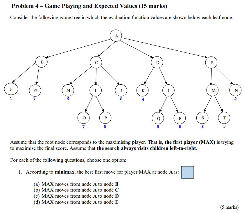 Solved Problem 4 - Game Playing and Expected Values (15 | Chegg.com