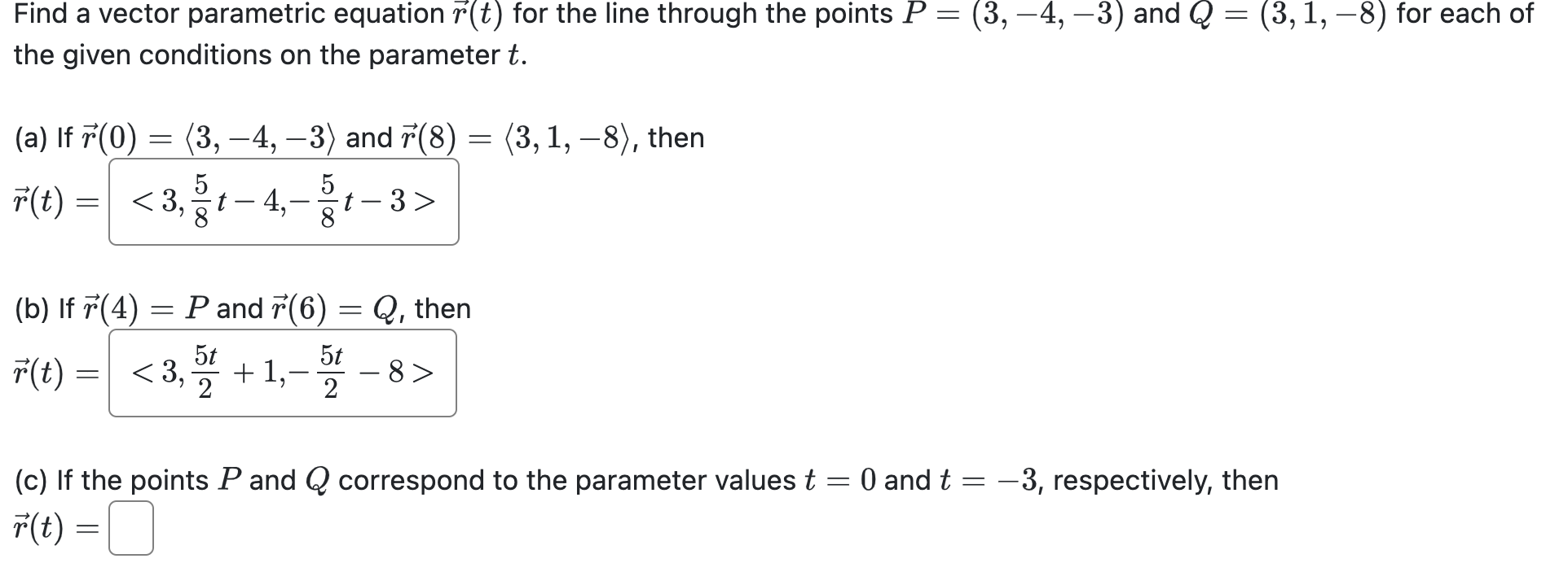 Solved Find a vector parametric equation vec(r)(t) ﻿for the | Chegg.com