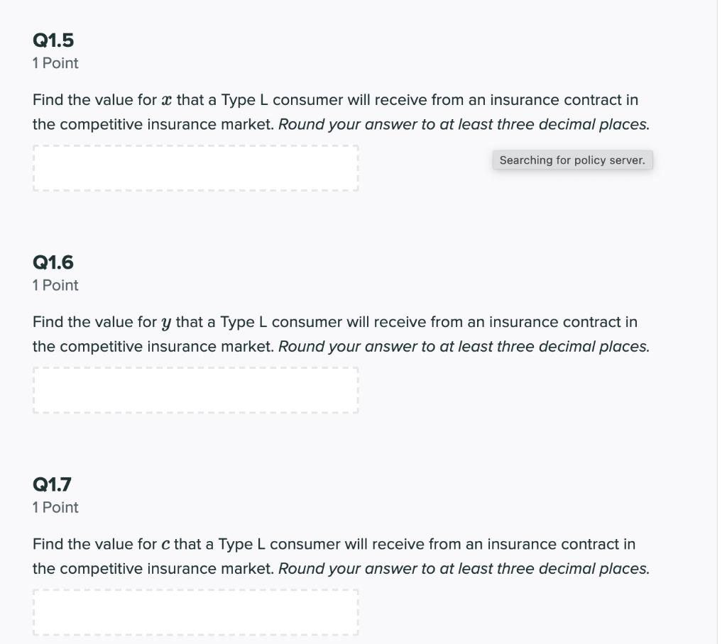 Q1 Competitive insurance market under Symmetric | Chegg.com