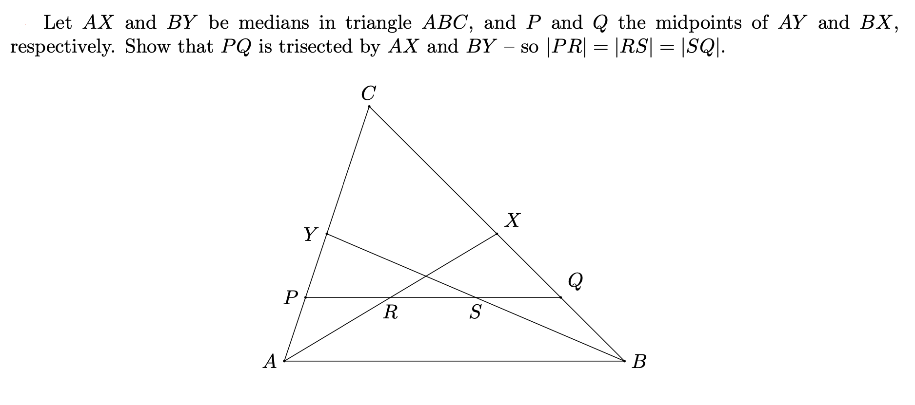 Solved Let Ax ﻿and BY ﻿be medians in triangle ABC, and P | Chegg.com