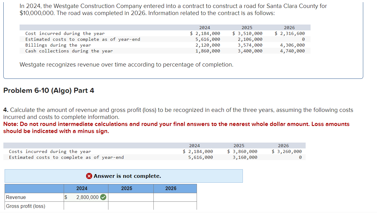 Solved Problem 6-10 (Algo) ﻿Part 4Calculate the amount of | Chegg.com