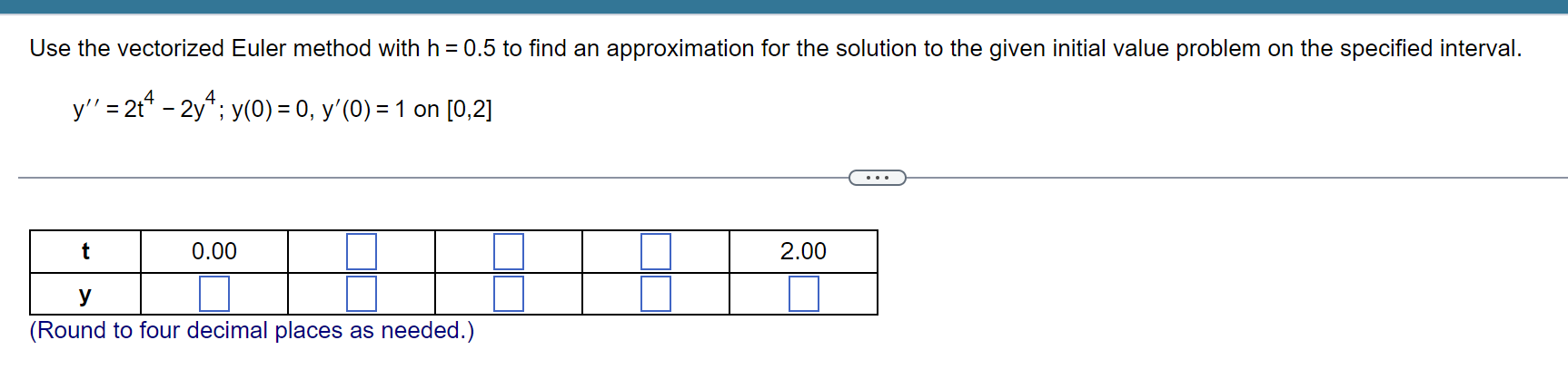 Solved Use the vectorized Euler method with h=0.5 to find an | Chegg.com