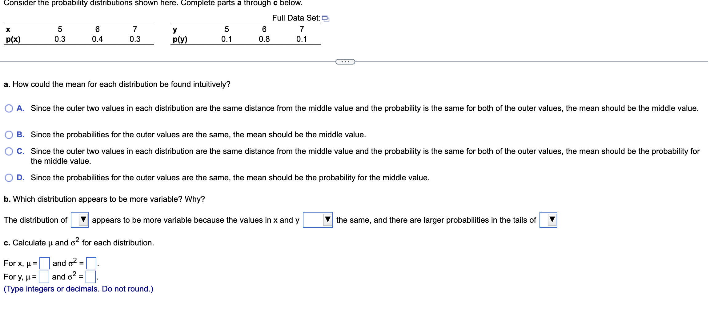 Solved Consider the probability distributions shown here. | Chegg.com