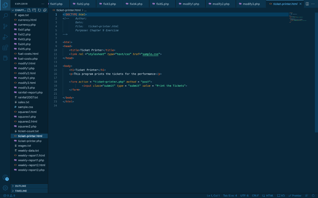 Solved Your chapter 09 folder contains ticker-printer.html, | Chegg.com