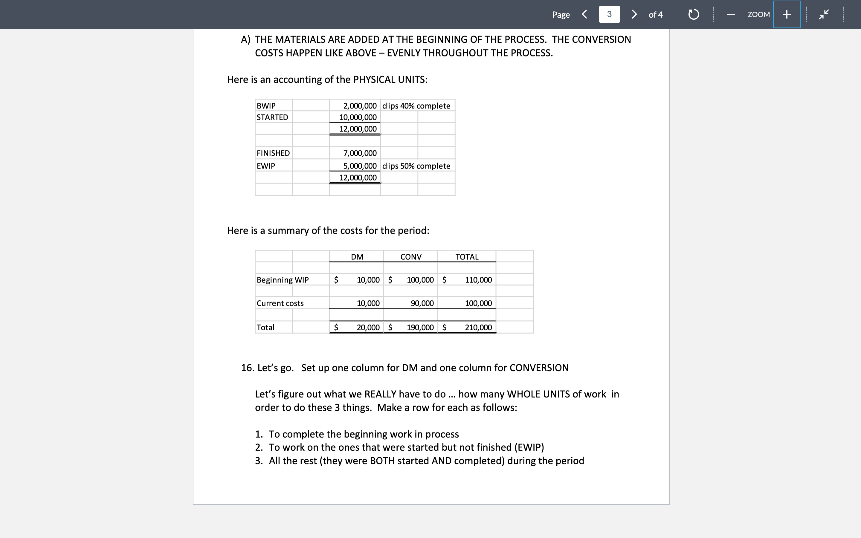 Solved A) ﻿THE MATERIALS ARE ADDED AT THE BEGINNING OF THE | Chegg.com