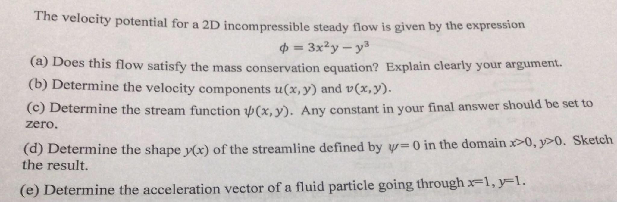 Solved The velocity potential for a 2D incompressible steady | Chegg.com