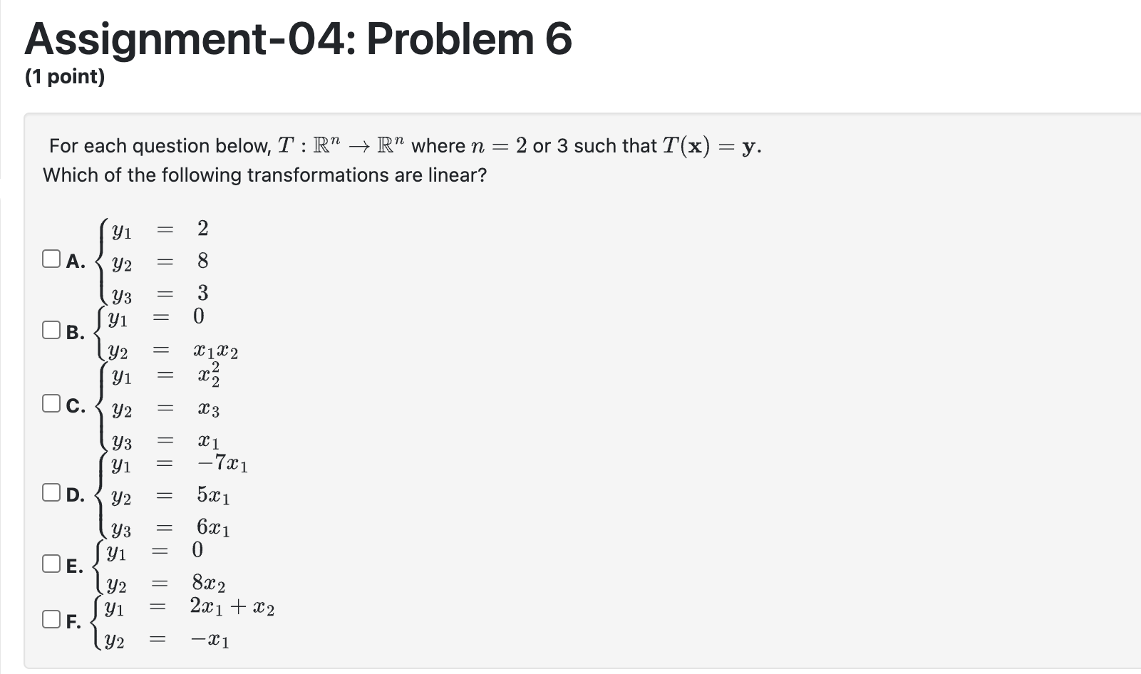 Solved For each question below, T:Rn→Rn where n=2 or 3 such | Chegg.com