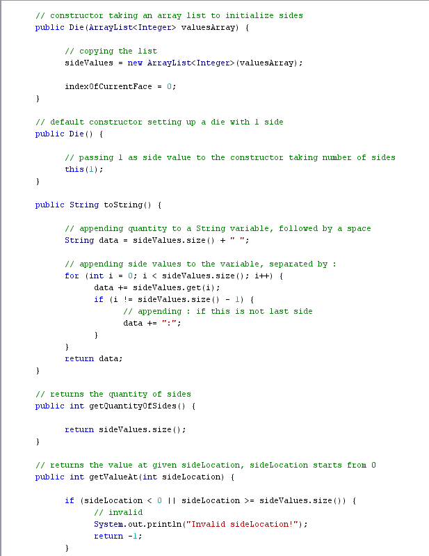Solved Create a very small program that uses your Die and | Chegg.com