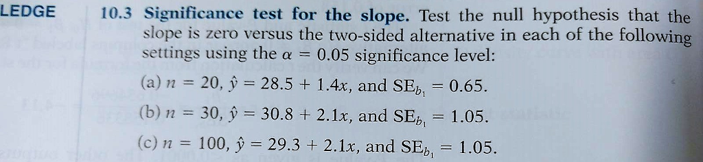 Solved LEDGE 10.3 Significance test for the slope. Test the | Chegg.com