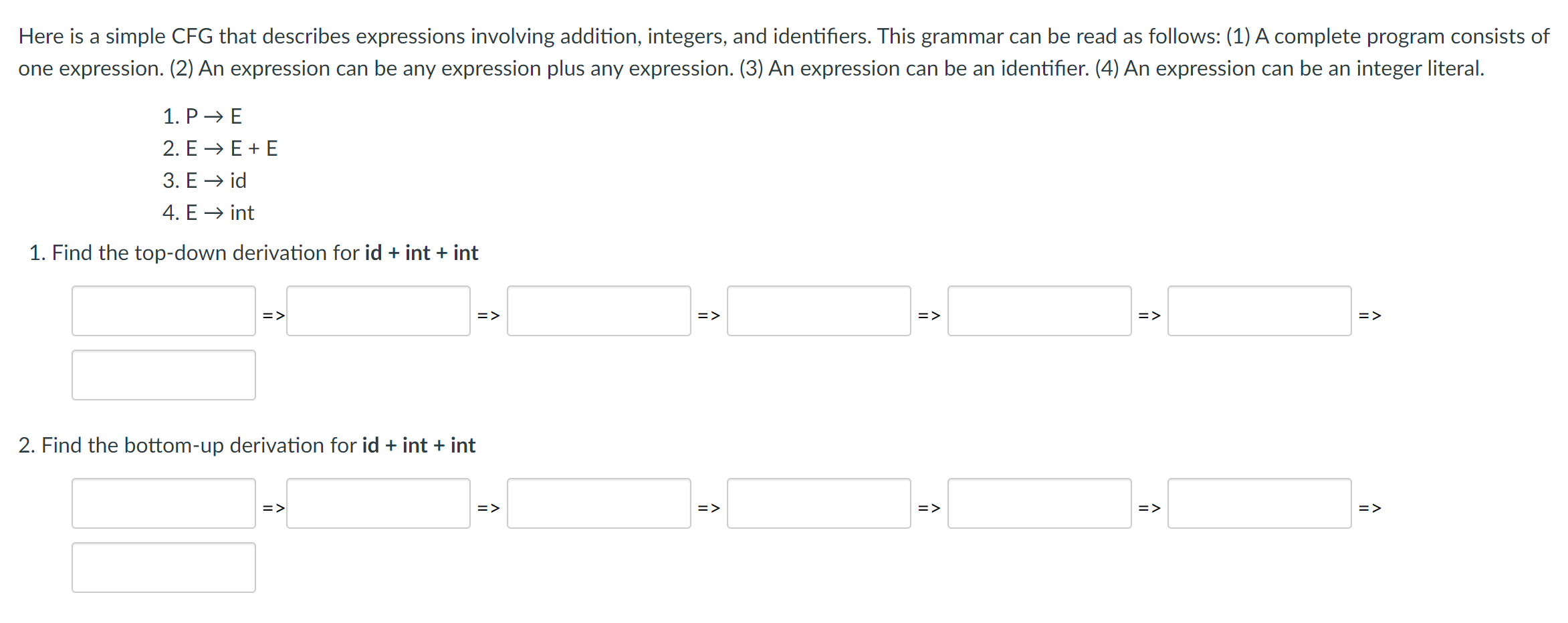 Solved Here is a simple CFG that describes expressions | Chegg.com