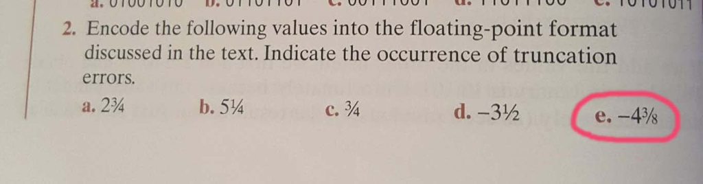Solved 2. Encode the following values into the | Chegg.com