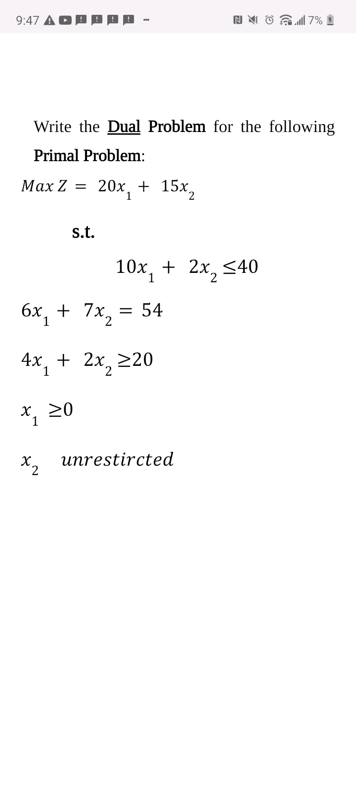Solved Write the Dual Problem for the following Primal | Chegg.com
