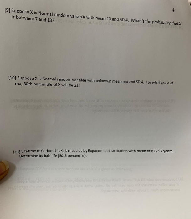 Solved 9] Suppose X is Normal random variable with mean 10 | Chegg.com
