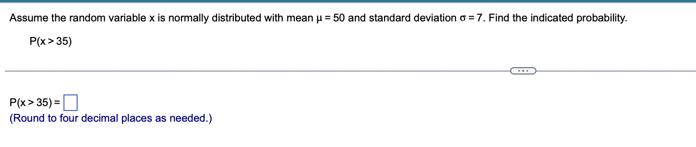 Solved Assume the random variable x is normally distributed | Chegg.com