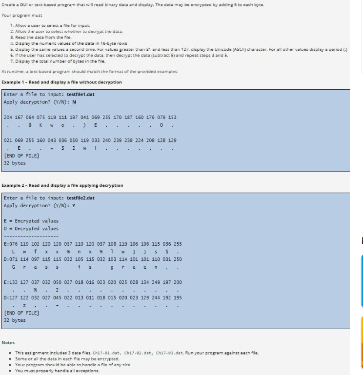 Solved Create a GUl or text-based program that will read | Chegg.com
